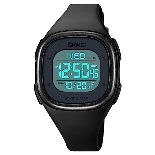 CakCity Mens Womens Digital Watch Black Waterproof Digital Watches for Women Stopwatch Wrist Watch Square Face Sport Watch for Unisex