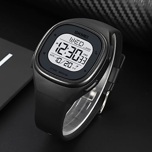 CakCity Mens Womens Digital Watch Black Waterproof Digital Watches for Women Stopwatch Wrist Watch Square Face Sport Watch for Unisex