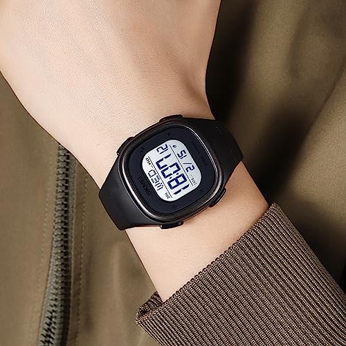 CakCity Mens Womens Digital Watch Black Waterproof Digital Watches for Women Stopwatch Wrist Watch Square Face Sport Watch for Unisex