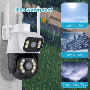 SXBCyan 4K PTZ WiFi Surveillance Camera 8MP Wireless Security Cameras Human Detection Outdoor Dual Lens IP Camera Auto Tracking ICSee (Size : 4MP NO Card)