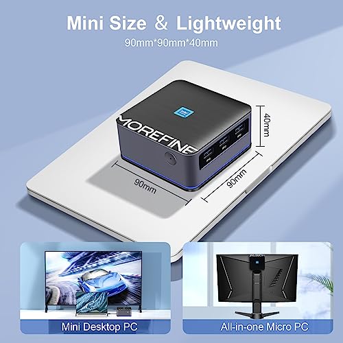 MOREFINE M8S Mini PC, Intel 12th N100 (up to 3.4GHz) Micro PC, Mini Computer Windows 11 Pro with 16GB LPDDR5 RAM/512G M.2 NVME SSD, Mini Deaktop PC Support WiFi6/BT5.2/Gigabit Ethernet Ports