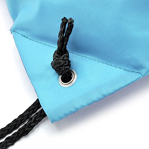 BINGONE Folding Sport Backpack Nylon Drawstring Bag Home Travel Light Blue(2PCS)