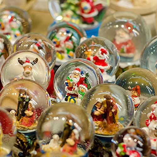 16 Pieces 2.7 Inch/69mm Plastic Snow Globe Clear Plastic Water Globe Fillable Snow Globe with Screw Off Cap for DIY Crafts Christmas Home Decoration