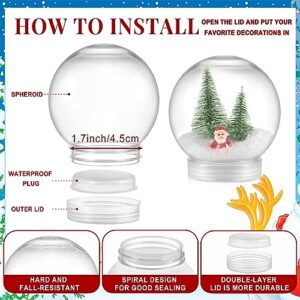 16 Pieces 2.7 Inch/69mm Plastic Snow Globe Clear Plastic Water Globe Fillable Snow Globe with Screw Off Cap for DIY Crafts Christmas Home Decoration