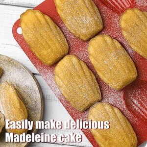 JJYHEHOT 2 PCS Silicone Madeleine Pan, 9 Cavity Madeline Baking Mold, Shell Shaped Cookies Cake Pan