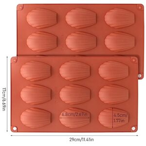 JJYHEHOT 2 PCS Silicone Madeleine Pan, 9 Cavity Madeline Baking Mold, Shell Shaped Cookies Cake Pan