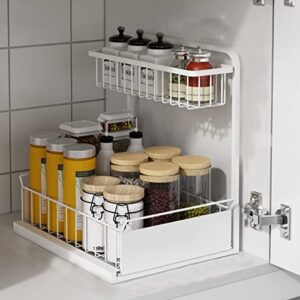 under sink organizers,kitchen cabinet organization,metal vertical plate dish holdermultifunctional storage rack under the kitchen bathroom sink(color : white, size : 36.5x27.8x40cm) (color : white)