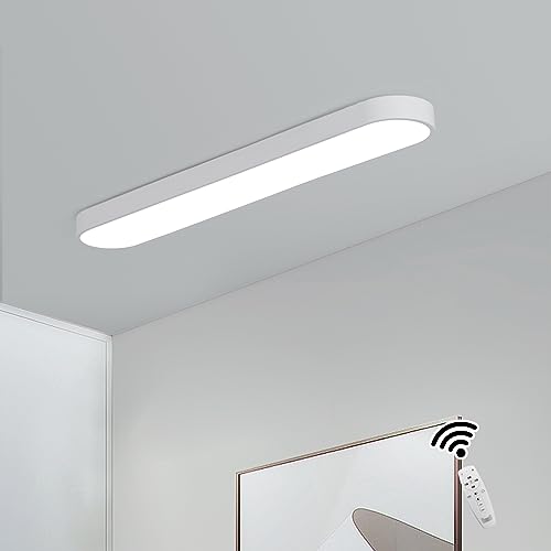 Becailyer Modern Ceiling Light, 72W Dimmable LED Ceiling Light Fixture with Remote Control, 31.4" Linear Ceiling Lighting Fixtures for Living Room Kitchen Dining Room Bedroom Hallway, White