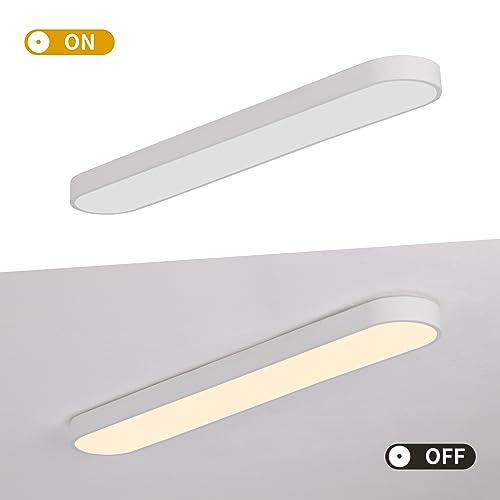 Becailyer Modern Ceiling Light, 72W Dimmable LED Ceiling Light Fixture with Remote Control, 31.4" Linear Ceiling Lighting Fixtures for Living Room Kitchen Dining Room Bedroom Hallway, White