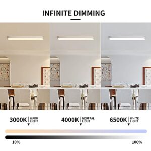 Becailyer Modern Ceiling Light, 72W Dimmable LED Ceiling Light Fixture with Remote Control, 31.4" Linear Ceiling Lighting Fixtures for Living Room Kitchen Dining Room Bedroom Hallway, White