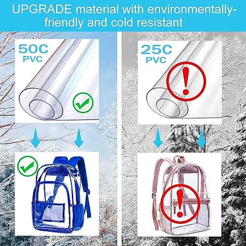 AGSDON Clear Backpack, Heavy Duty Transparent Bookbag, See Through PVC Backpacks for Men - Royal Blue