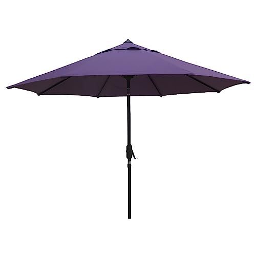 Bayside21 9' Patio Umbrella Outdoor Table Umbrella with Crank, Auto Tilt, Durable Polyester Fabric Umbrella Canopy, Faded Resistant, UV Protection SPF 50+, Solartex Fabric Purple