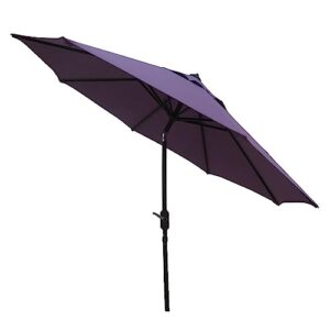 Bayside21 9' Patio Umbrella Outdoor Table Umbrella with Crank, Auto Tilt, Durable Polyester Fabric Umbrella Canopy, Faded Resistant, UV Protection SPF 50+, Solartex Fabric Purple