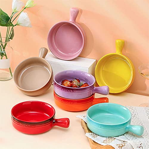 ramen bowl set,fruit bowl,ramen bowl,large serving bowls,Ceramic with Handle,Single Ramen Bowl for One Person,Small Pho Bowl,Round Baking Dish Oven Safe-red-20x15x5cm (Color : Blue, Size : 20x15x5cm