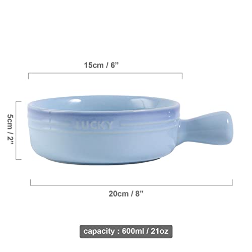 ramen bowl set,fruit bowl,ramen bowl,large serving bowls,Ceramic with Handle,Single Ramen Bowl for One Person,Small Pho Bowl,Round Baking Dish Oven Safe-red-20x15x5cm (Color : Blue, Size : 20x15x5cm