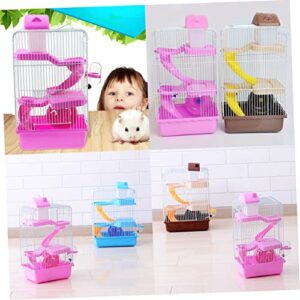 POPETPOP Plastic Pulley Hamster Cage Chinchilla Cage Villa Cage for Small Pets Pet Cage Small Animals Guinea Pig Travel Kitchen Utensils Heighten Pink Pet House Reptile Water Dispenser