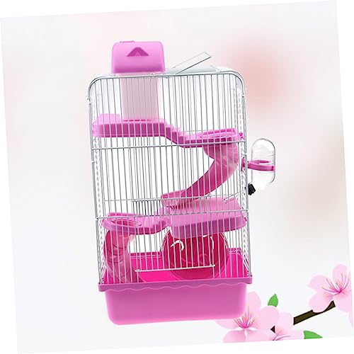 POPETPOP Plastic Pulley Hamster Cage Chinchilla Cage Villa Cage for Small Pets Pet Cage Small Animals Guinea Pig Travel Kitchen Utensils Heighten Pink Pet House Reptile Water Dispenser