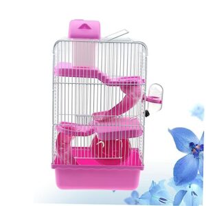 POPETPOP Plastic Pulley Hamster Cage Chinchilla Cage Villa Cage for Small Pets Pet Cage Small Animals Guinea Pig Travel Kitchen Utensils Heighten Pink Pet House Reptile Water Dispenser