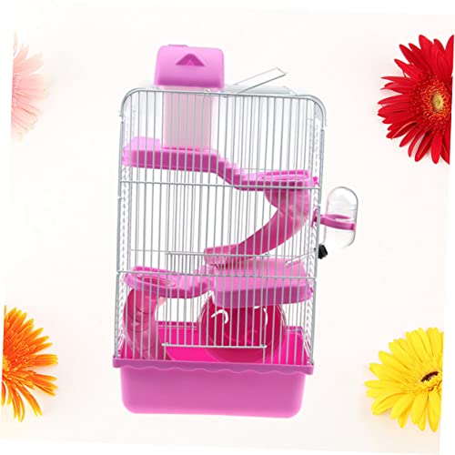 POPETPOP Plastic Pulley Hamster Cage Chinchilla Cage Villa Cage for Small Pets Pet Cage Small Animals Guinea Pig Travel Kitchen Utensils Heighten Pink Pet House Reptile Water Dispenser