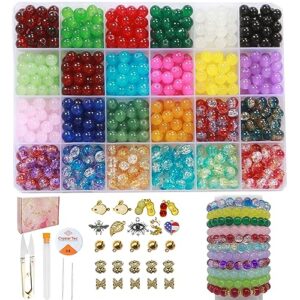 btyyihex 8mm glass beads for bracelet jewelry making,627pcs crystal gemstone beads bracelet making kit for diy craft,diy bulk cute bead girls' jewelry, girls' gift and adults jewelry making supplies