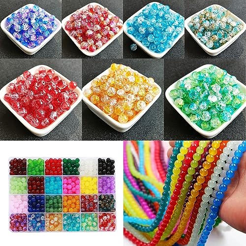 BTYYIHEX 8mm Glass Beads for Bracelet Jewelry Making,627PCS Crystal Gemstone Beads Bracelet Making Kit for DIY Craft,DIY Bulk Cute Bead Girls' Jewelry, Girls' Gift and Adults Jewelry Making Supplies