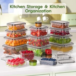 36-Piece Food Storage Containers with Lids Airtight(18 Containers & 18 Lids), Plastic Food Containers for Pantry & Kitchen Storage and Organization, BPA-Free, Leak Proof, Reusable with Labels & Pen