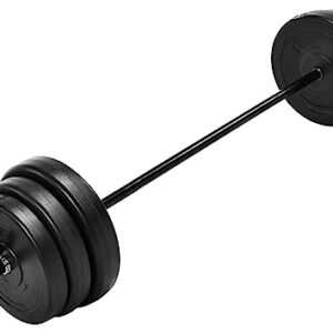 Signature Fitness 100-Pound Weight Set for Home Gym with Six Plates and 1x 5FT Standard Barbell, Comes with Spring Locks