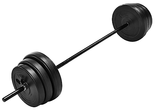 Signature Fitness 100-Pound Weight Set for Home Gym with Six Plates and 1x 5FT Standard Barbell, Comes with Spring Locks