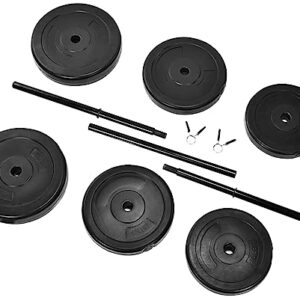 Signature Fitness 100-Pound Weight Set for Home Gym with Six Plates and 1x 5FT Standard Barbell, Comes with Spring Locks