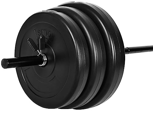 Signature Fitness 100-Pound Weight Set for Home Gym with Six Plates and 1x 5FT Standard Barbell, Comes with Spring Locks