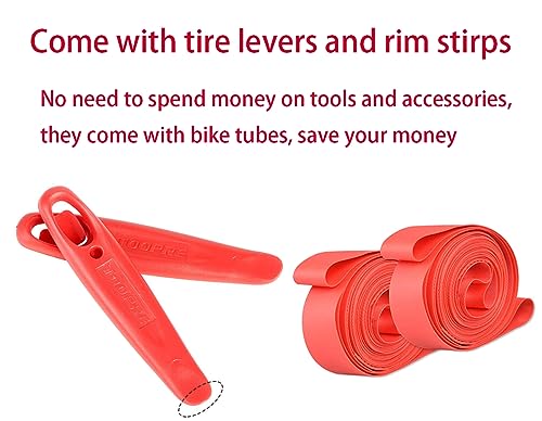 2 Pack Bike Inner Tire Tube 24x1.9/2.125 with Tire Levers and Rim Strips Liner, Schrader Valve 24" 24 Inch Bicycle Tire Tubes Tyre