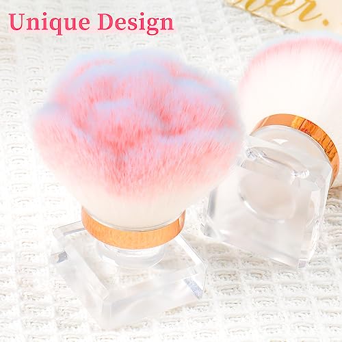 ANGNYA Dust Brush for Acrylic Nails, Pink Rose Soft Brush Nail Art Dust Powder Remover Makeup Brushes Manicure Brush Clean Up Tools Nail Art Brush