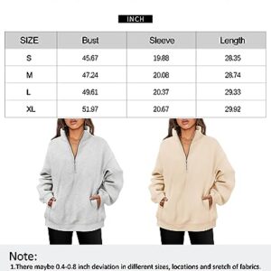 Trendy Queen Oversized Sweatshirts for Women Half Quarter Zip Up Pullover Hoodies Casual Sweaters Fall Outfits Fashion Winter Clothes 2023 Grey