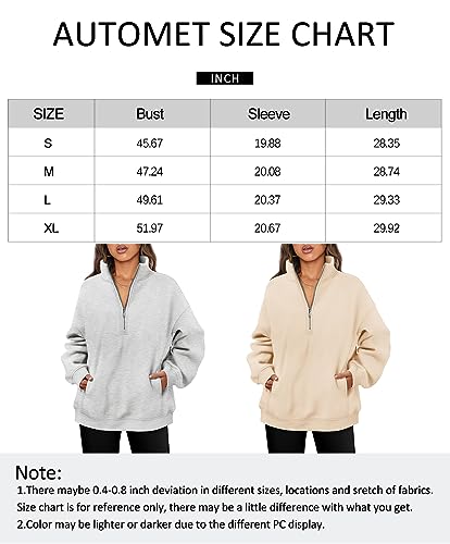 Trendy Queen Oversized Sweatshirts for Women Half Quarter Zip Up Pullover Hoodies Casual Sweaters Fall Outfits Fashion Winter Clothes 2023 Grey