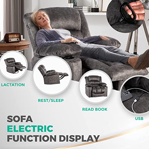 HOMYEDAMIC Recliner Chair Massage Rocker with Heated Modern Ergonomic Lounge 360 Degree Swivel Single Sofa Seat Living Room Lounge Recliners on Clearance Elastic Foam Filling