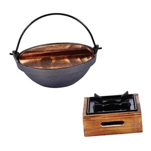 clispeed sukiyaki korean cookware outdoor cooking pot sukiyaki pot korean ramen bowl cast iron sukiyaki pan sukiyaki pot cast iron pot with wooden lid outdoor picnic cookware soup pot glass