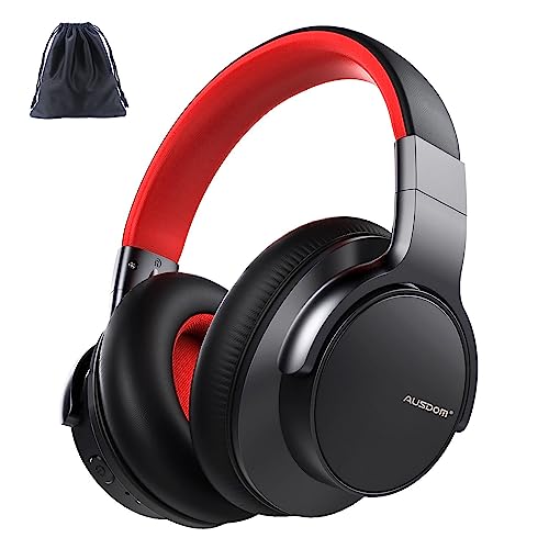 AUSDOM Active Noise Cancelling Headphones: Bluetooth Over Ear Wireless ANC Headphones with Microphone, 50H Playtime, Deep Bass, Hi-Fi Sound, Comfortable Ear Cushions for Travel Work Cellphones