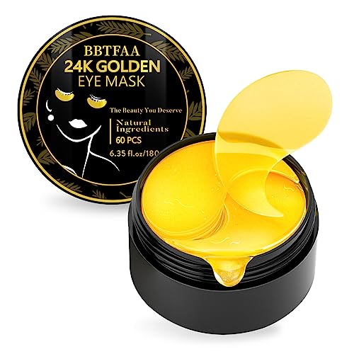 Under Eye Patches, 24K Gold Collagen Eye Mask for Puffy Eyes & Dark Circles Treatments, Reduce Under Eye Bags and Smooth Wrinkles, Hydrating and Moisturizing, Eye Skin Care Pads for Beauty & Personal Care (𝟔𝟎𝐏𝐂𝐒 )