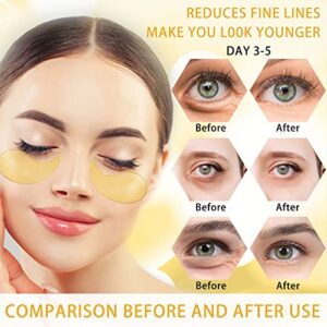 Under Eye Patches, 24K Gold Collagen Eye Mask for Puffy Eyes & Dark Circles Treatments, Reduce Under Eye Bags and Smooth Wrinkles, Hydrating and Moisturizing, Eye Skin Care Pads for Beauty & Personal Care (𝟔𝟎𝐏𝐂𝐒 )