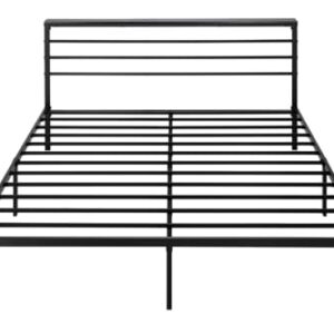 SHA CERLIN King Size Bed Frame with Headboard Shelf, Heavy Duty Platform Bed Frame with Strong Metal Foundation, No Box Spring Needed, Black