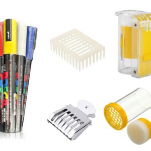 Queen Bee Marking Kit - Includes 5 Posca Marking Pens, One Handed Queen Catcher, Stainless Steel Queen Clip, Marking Plunger and Push Catcher