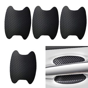 dewkou 4 pcs car door handle sticker, carbon fiber door handle cover, leather car side door handle sticker, universal car door handle protective film (black)