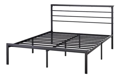 SHA CERLIN Full Size Bed Frame with Headboard Shelf, Heavy Duty Platform Bed Frame with Strong Metal Foundation, No Box Spring Needed, Black