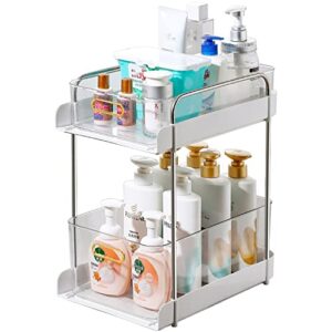 pull out under sink organizer 2 tier multi purpose sink organizers storage for bathroom kitchen sink storage organizer sliding cabinet organizer,white,l