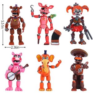 Laghtin 6 Pack Horror Game Figures Toys Set, Inspired by The Game Five Night Figures, Fun Action Simulator with Movable Joints Toys