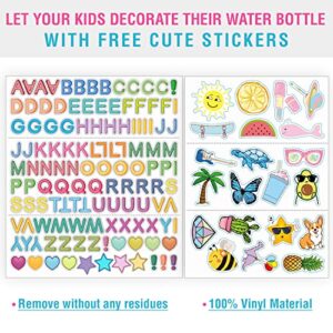 CHILLOUT LIFE 17 oz Kids Insulated Water Bottle for School with Straw Lid Leakproof and Cute Waterproof Stickers, Personalized Stainless Steel Thermos Flask Metal Water Bottle, Blue Space