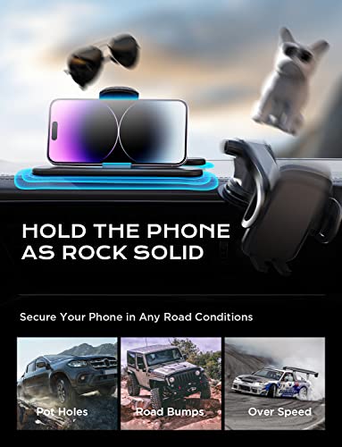 LISEN Dashboard Phone Holder for Car, Dashboard Mount [ Never Slip& Fall] Universal Car Phone Holders for iPhone Dash Accessories Compatible with iPhone 15 Pro Max Plus 14 13 12 Mini Samsung All