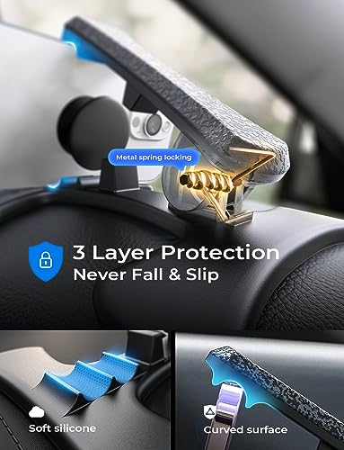 LISEN Dashboard Phone Holder for Car, Dashboard Mount [ Never Slip& Fall] Universal Car Phone Holders for iPhone Dash Accessories Compatible with iPhone 15 Pro Max Plus 14 13 12 Mini Samsung All