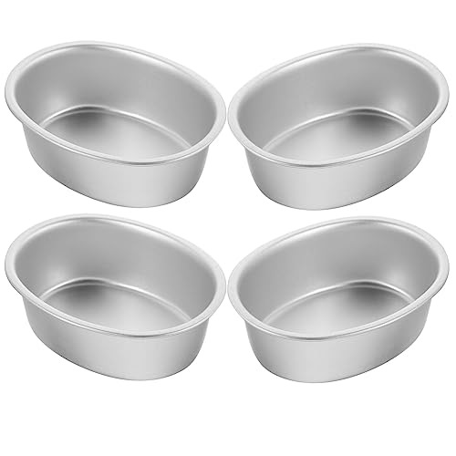 Kichvoe Bread Loaf Pan Oval Shape Cake Pan 4pcs Non-stick Aluminum Alloy Cheese Cake Mold Breads Loaf Pans Loaf Baking Tray Bakeware Kitchen Cooking Baking Tool Cake Stencils