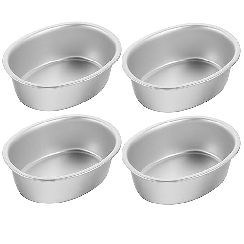 Kichvoe Bread Loaf Pan Oval Shape Cake Pan 4pcs Non-stick Aluminum Alloy Cheese Cake Mold Breads Loaf Pans Loaf Baking Tray Bakeware Kitchen Cooking Baking Tool Cake Stencils